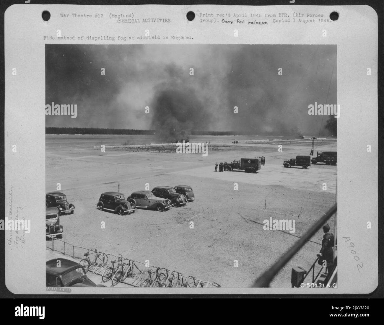Fido Method Of Dispelling Fog At Airfield In England Stock Photo - Alamy