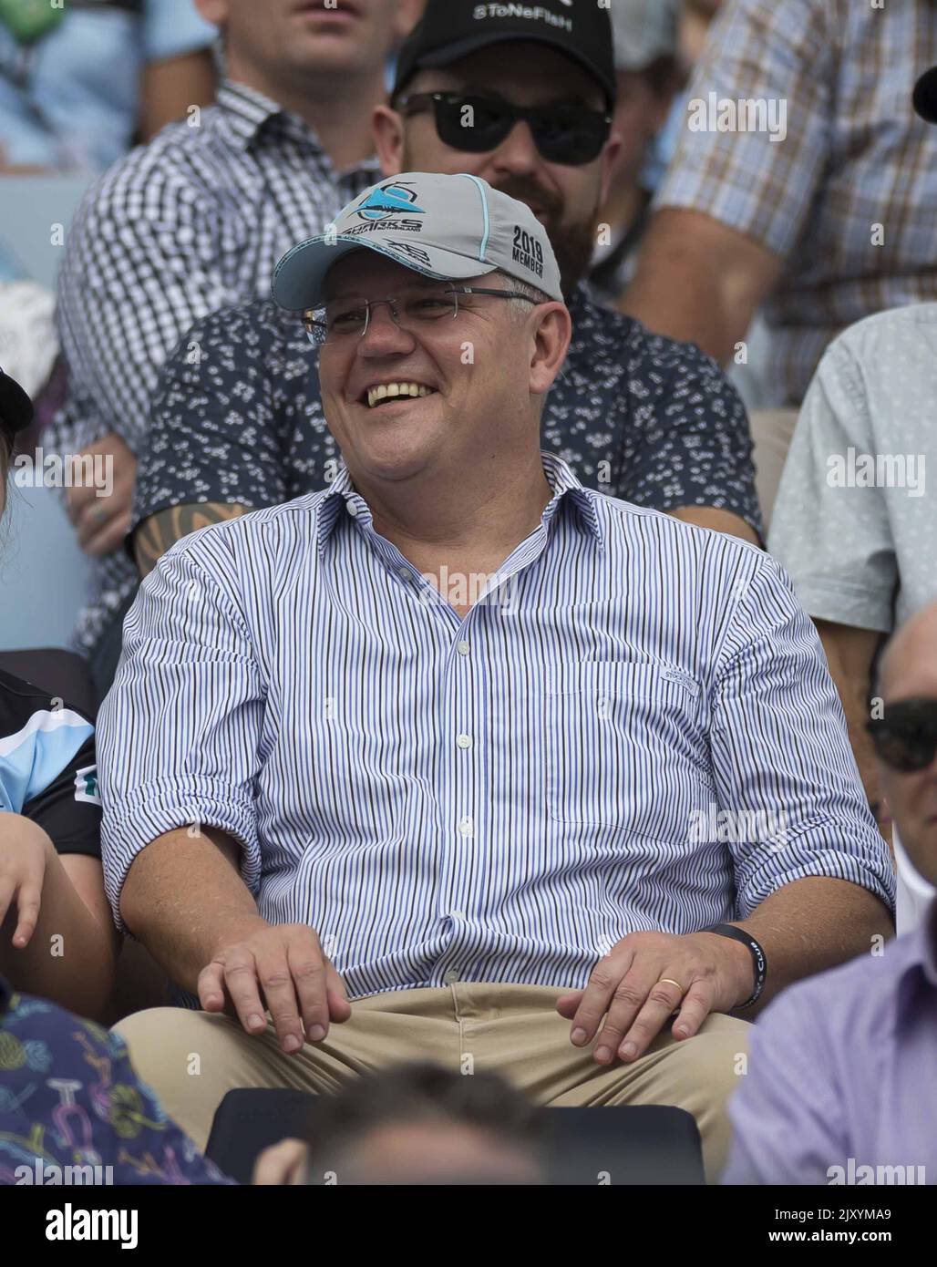 Prime Minister of Australia Scott Morrison reacts during the Round 2 ...