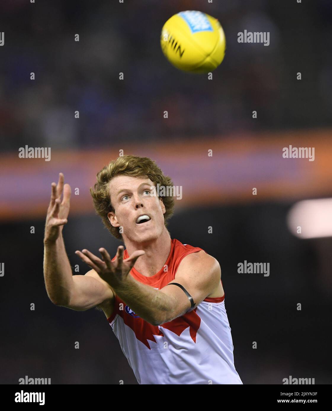 Nick Blakey of the Swans is seen in action during the Round 1 AFL match ...