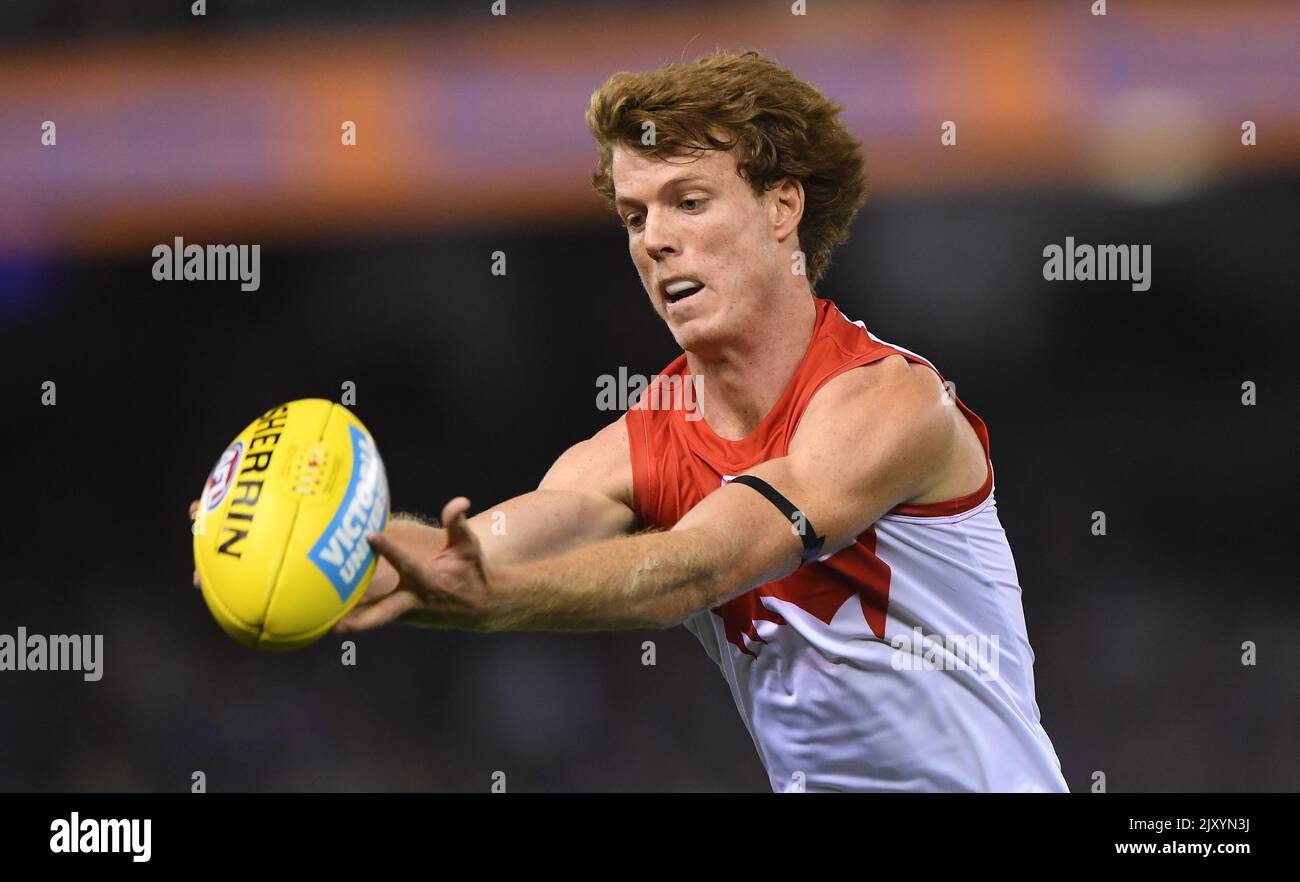Nick Blakey of the Swans is seen in action during the Round 1 AFL match ...