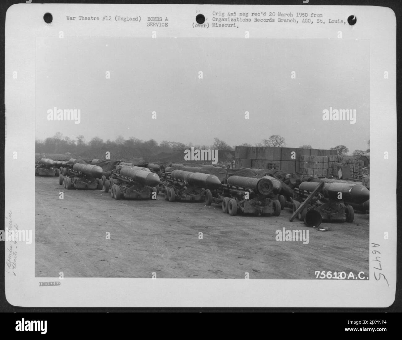 Bombs Loaded On Bomb Dollies At A 92Nd Bomb Group Base Somewhere In ...