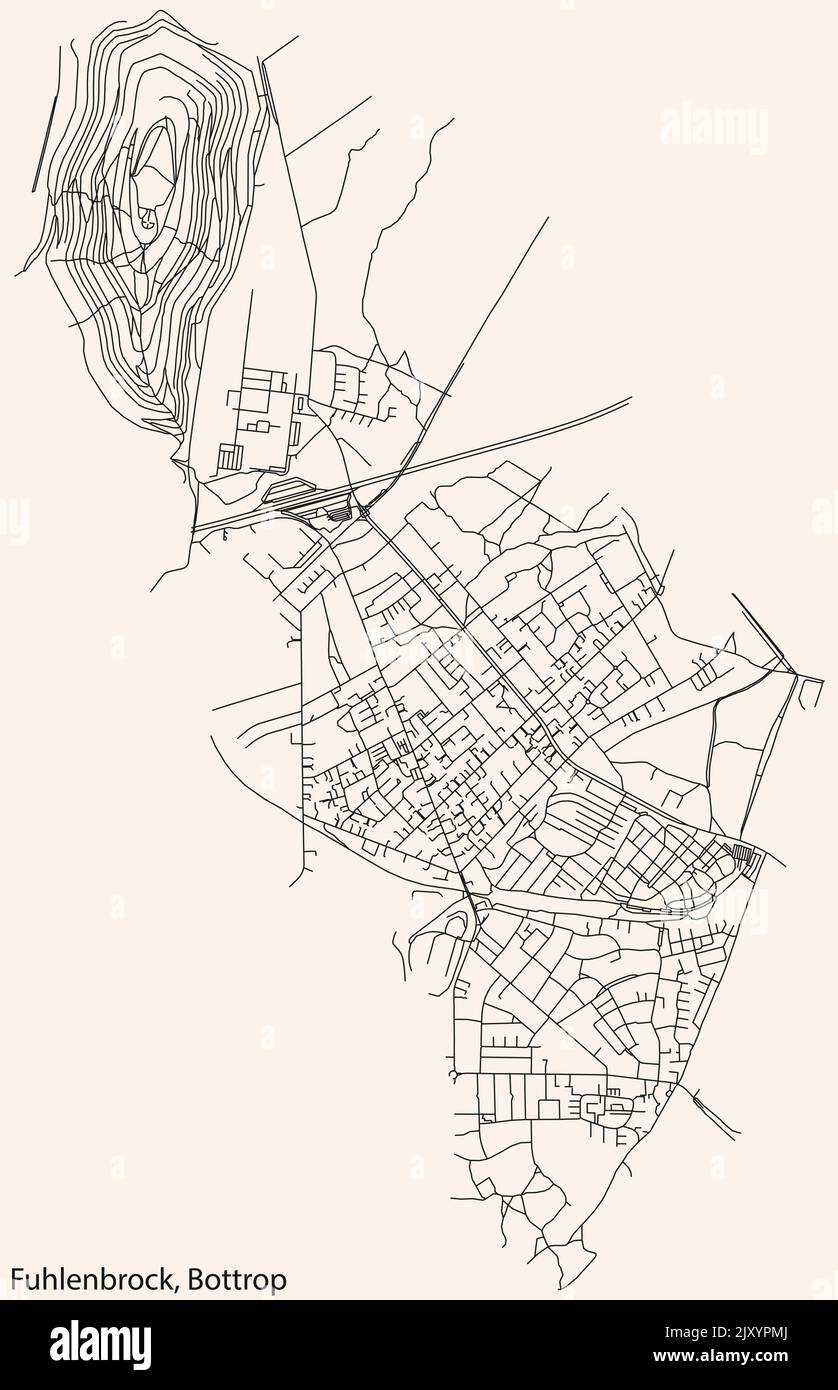 Street roads map of the FUHLENBROCK DISTRICT, BOTTROP Stock Vector ...