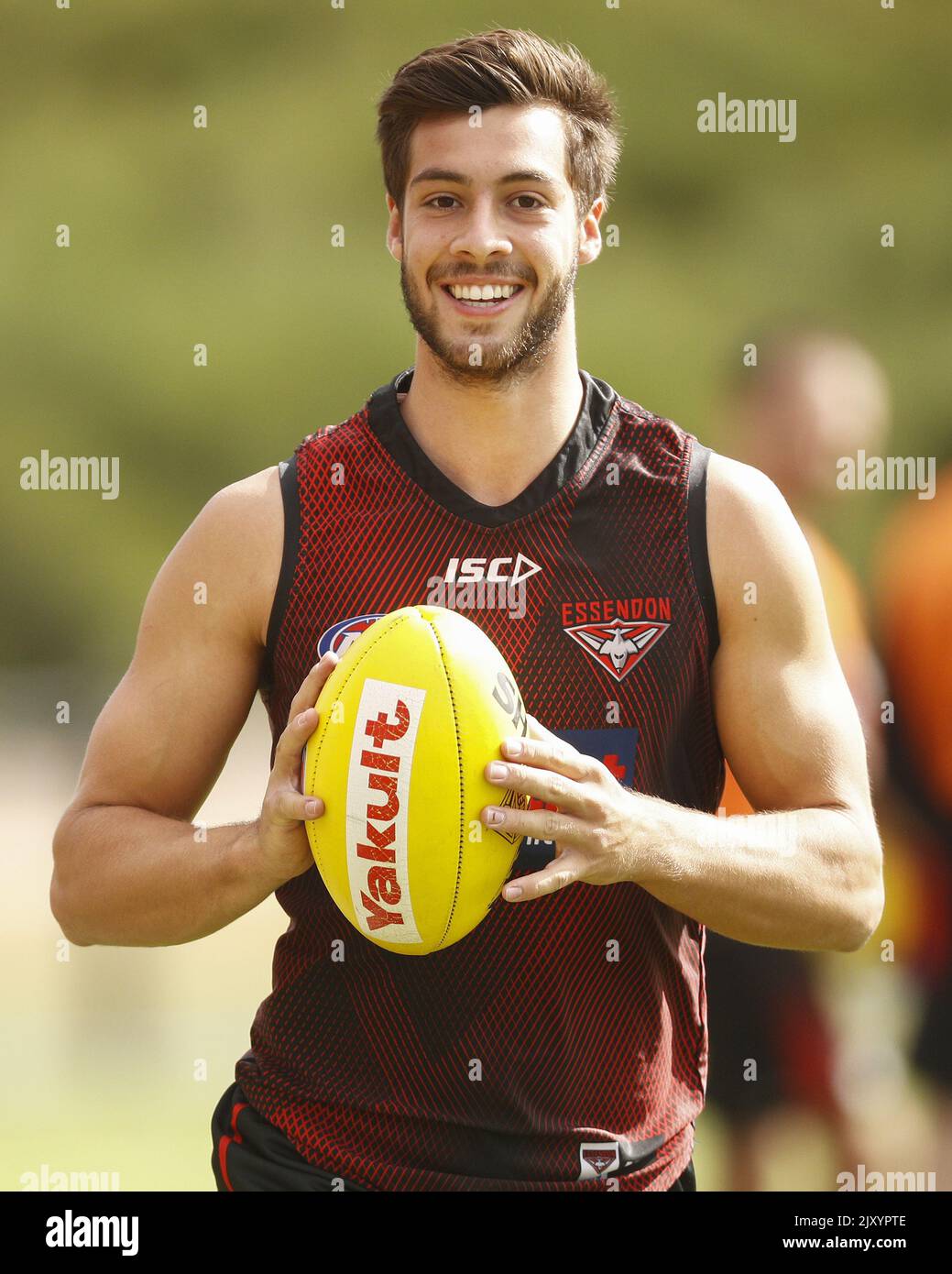 Kyle Langford is seen during an Essendon Bombers training session at ...