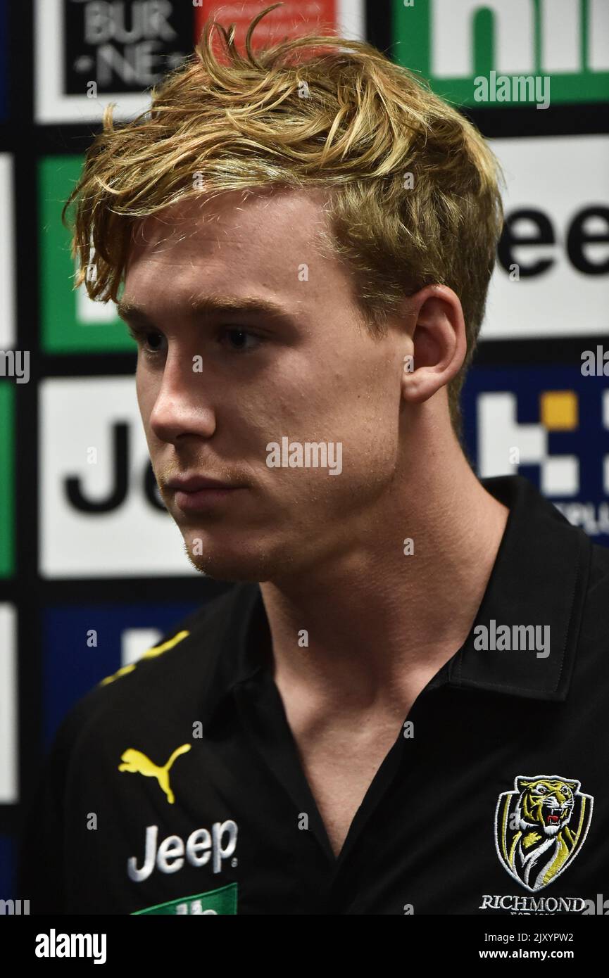 Tom Lynch of the Richmond Tigers speaks to the media during a press ...