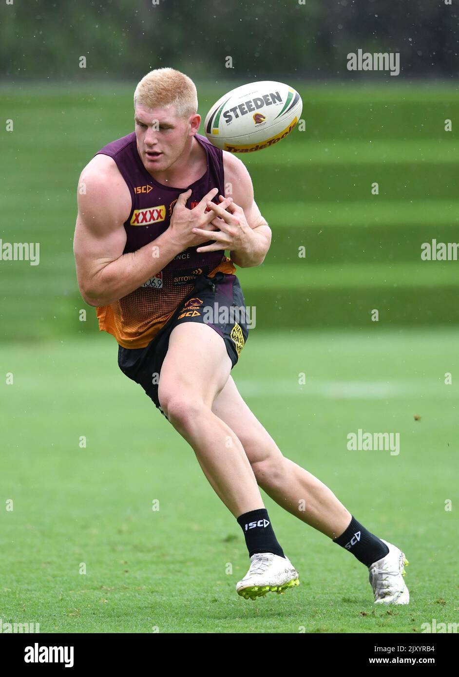 Thomas Flegler in action during Brisbane Broncos training at Clive ...