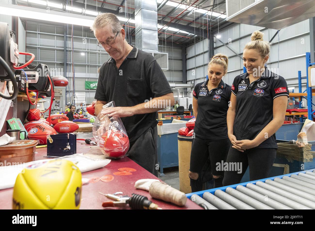 AFLW Carlton Blues players, and twin sisters, Sarah (left, rear) and ...