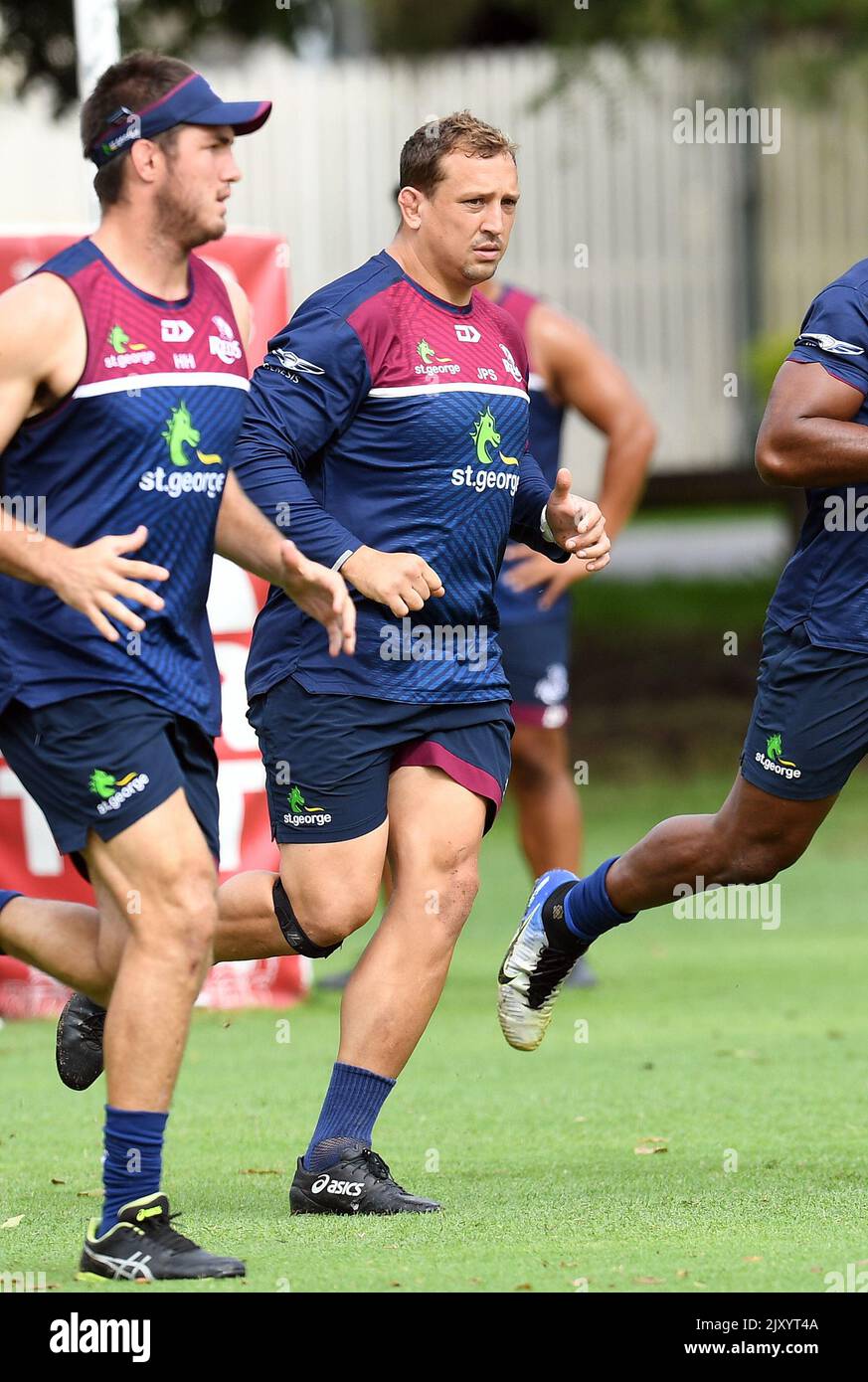 Queensland Reds player JP Smith (right) is seen during training in ...
