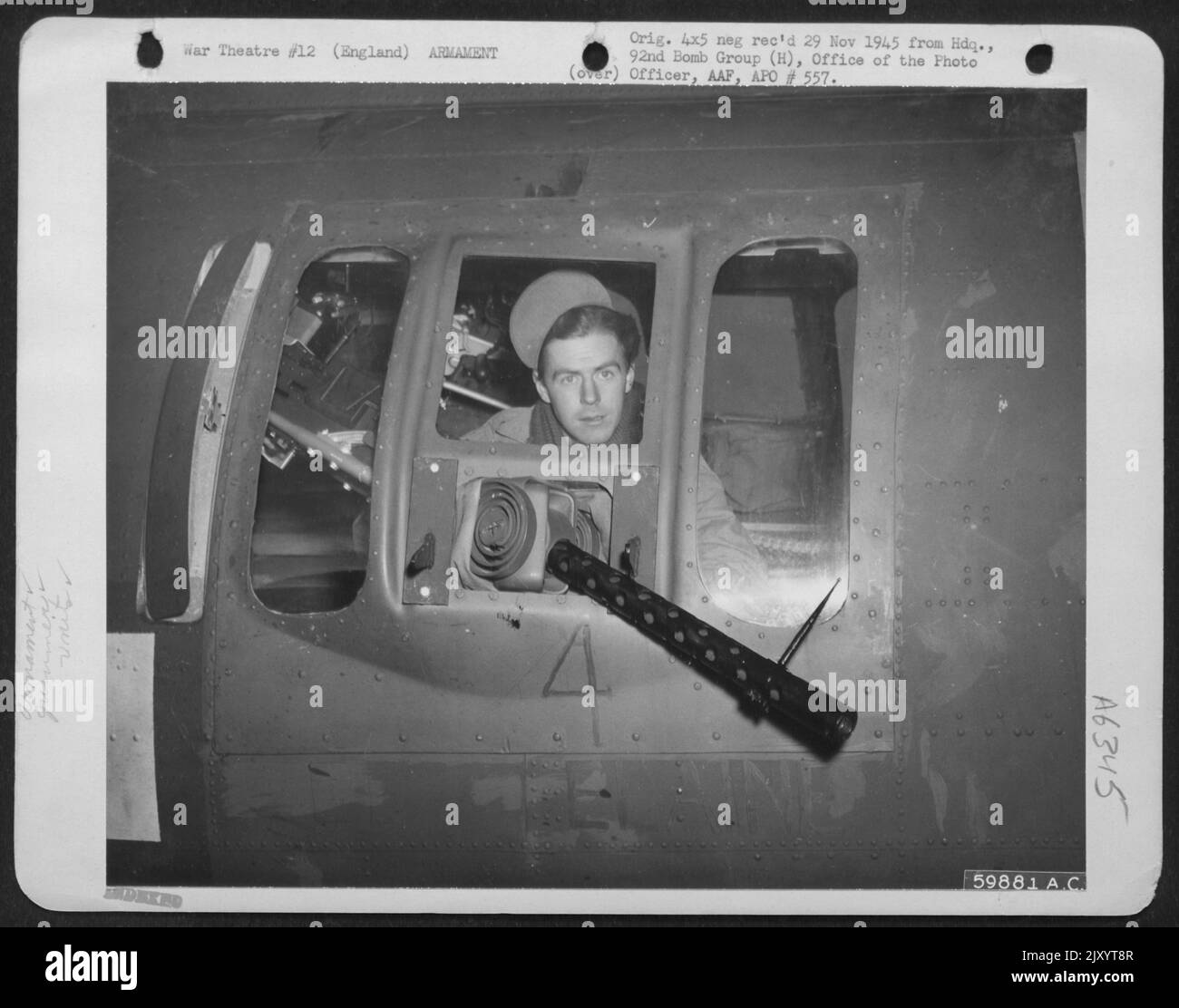 Gunner Of The 92Nd Bomb Group Behind Wind Screen For Gunner's Window ...