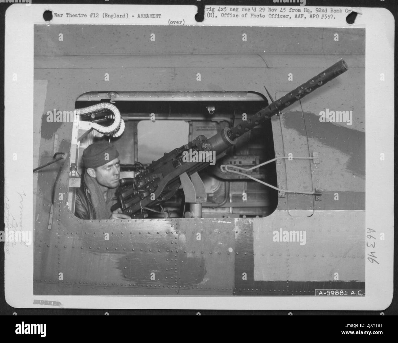 Gunner Of The 92Nd Bomb Group Behind Wind Screen For Gunner's Window ...