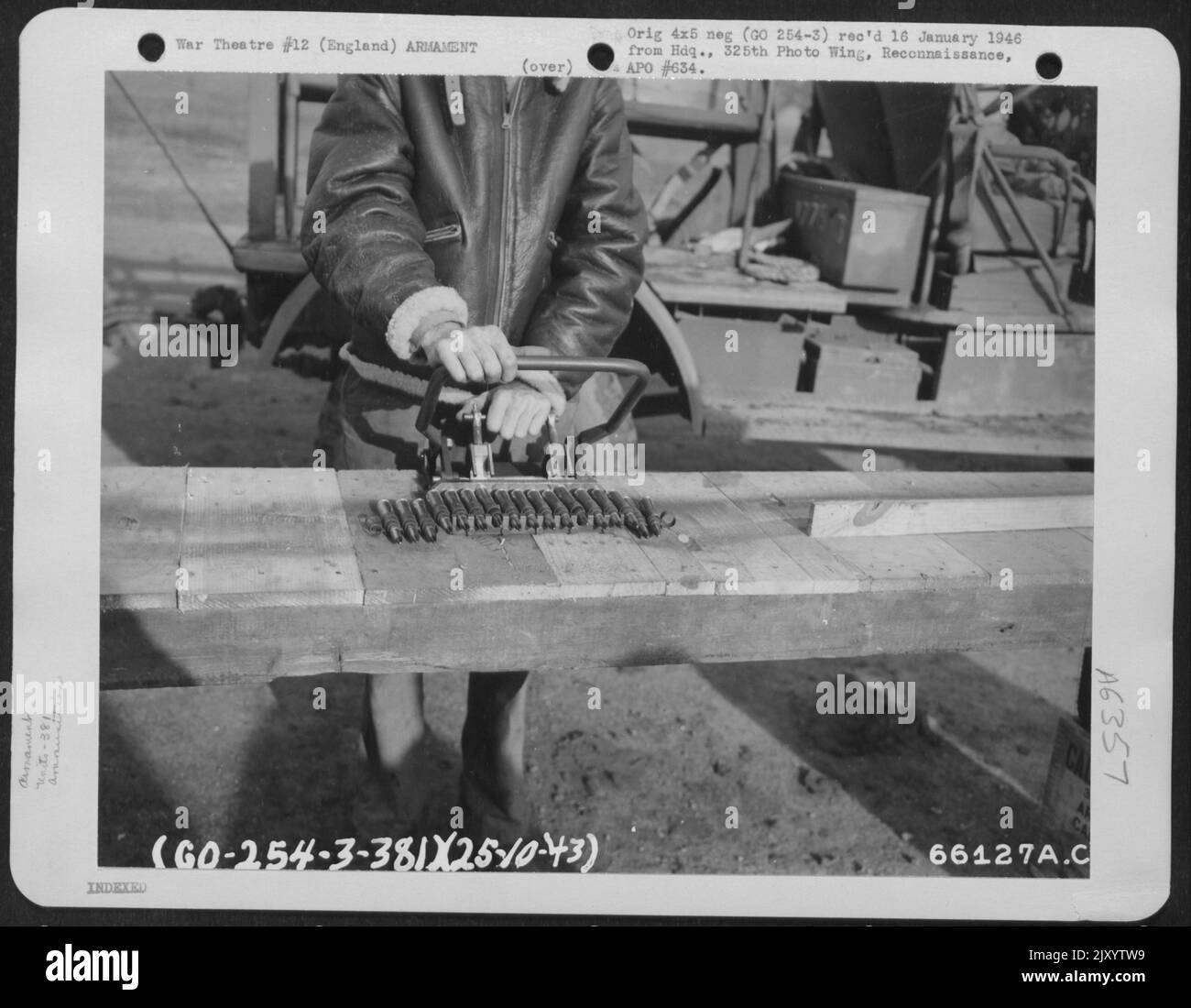 Member Of The 381St Bomb Group Loading .50 Cal. Shells, 25 October 1943 ...