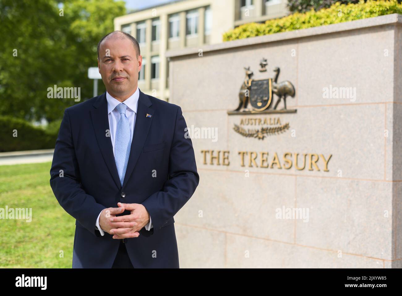 Treasurer Josh Frydenberg poses for a photograph outside the Treasury ...