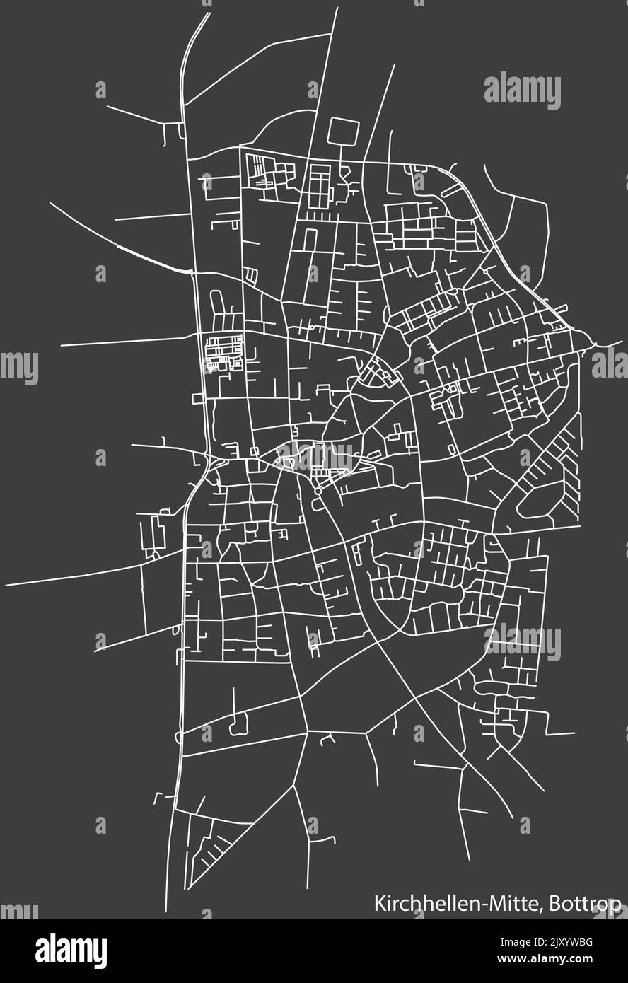 Street roads map of the KIRCHHELLEN-MITTE DISTRICT, BOTTROP Stock ...