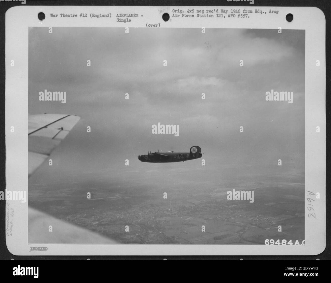 A Consolidated B-24 Liberator Of The 44Th Bomb Group Wings Its Way ...