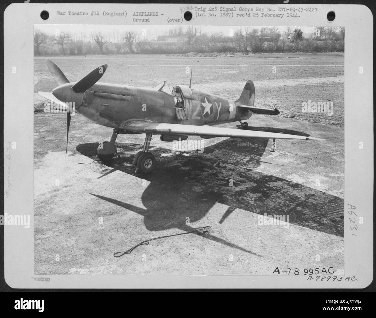 3/4 Front View Of A British Mark V Spitfire Used By The U.S. Air Force ...