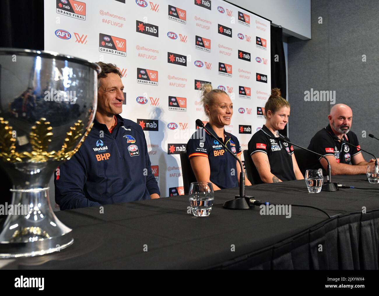 Adelaide Crows coach Matthew Clarke, Adelaide co captain Erin Phillips ...