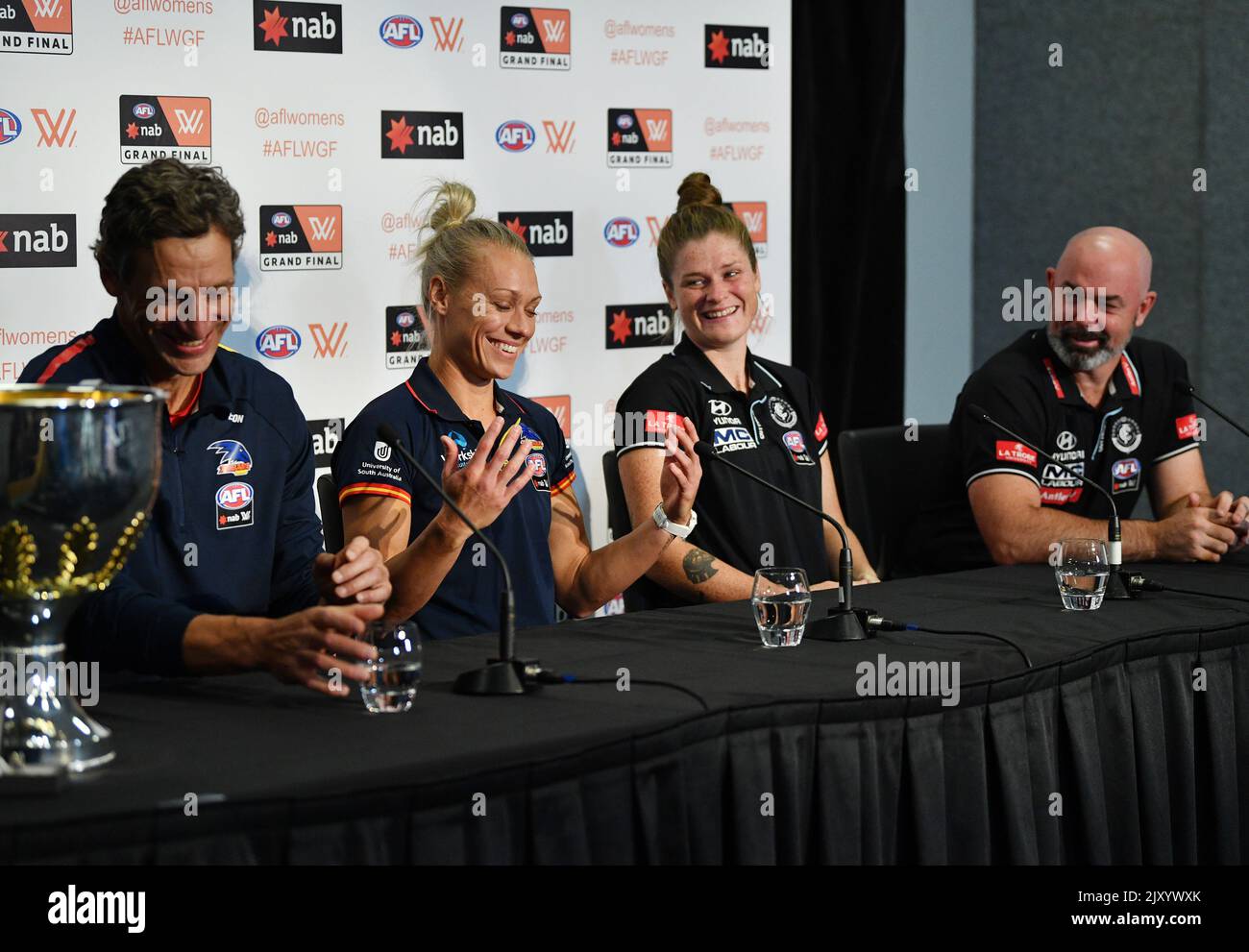 Adelaide Crows coach Matthew Clarke, Adelaide co captain Erin Phillips ...