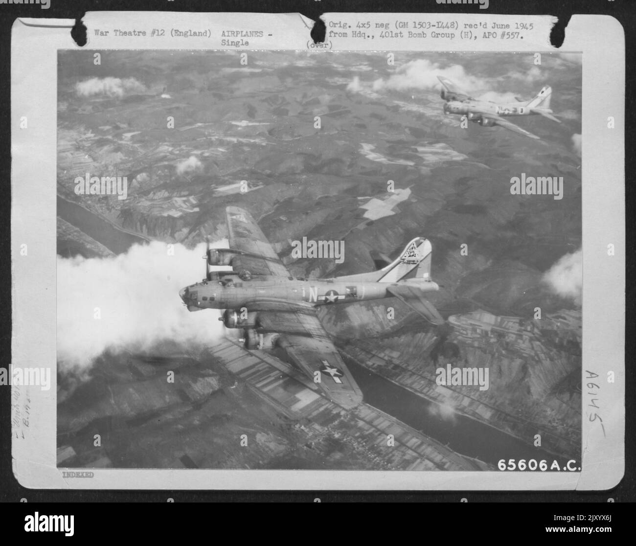 Two Boeing B-17 "Flying Fortresses"Of The 401St Bomb Group In Flight ...