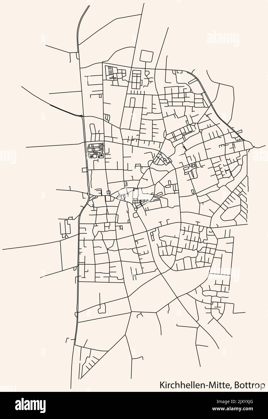Street roads map of the KIRCHHELLEN-MITTE DISTRICT, BOTTROP Stock ...