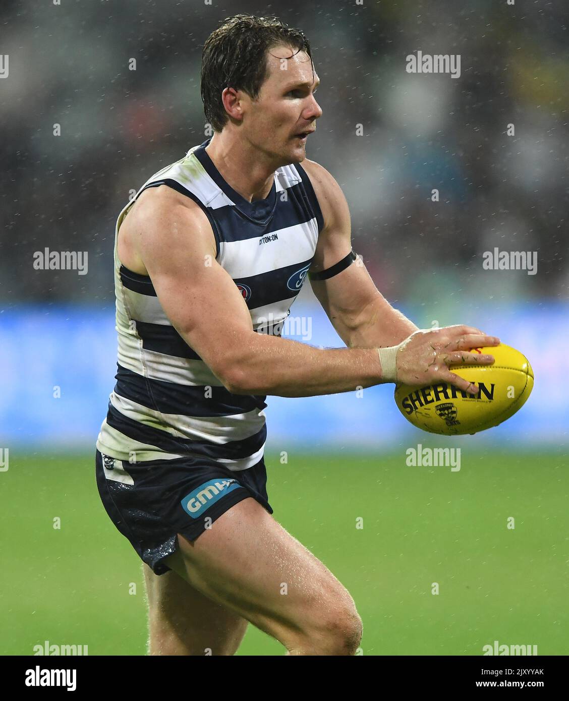 Patrick Dangerfield of the Cats is seen in action during the Round 2 ...