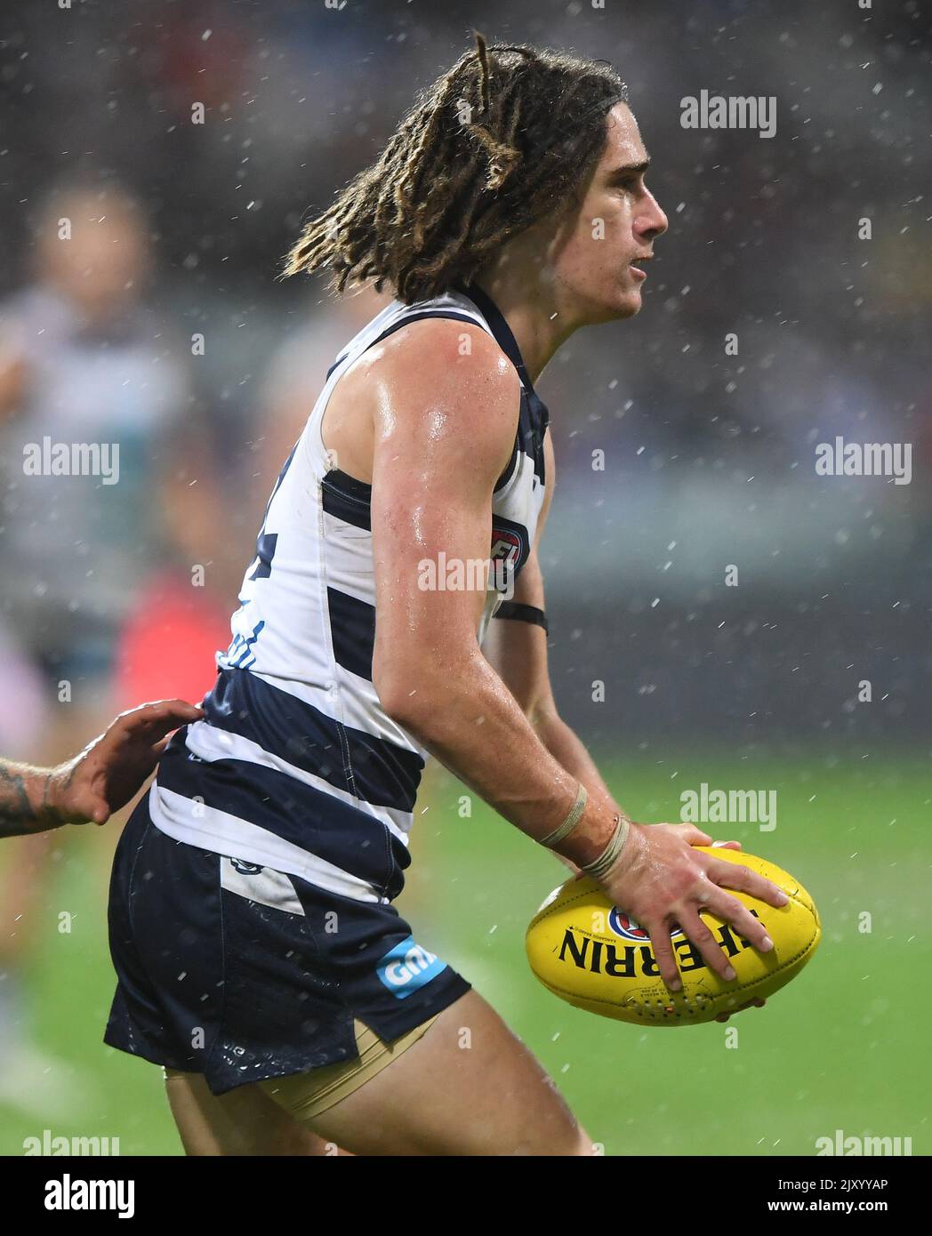 Gryan Miers of the Cats is seen in action during the Round 2 AFL match ...
