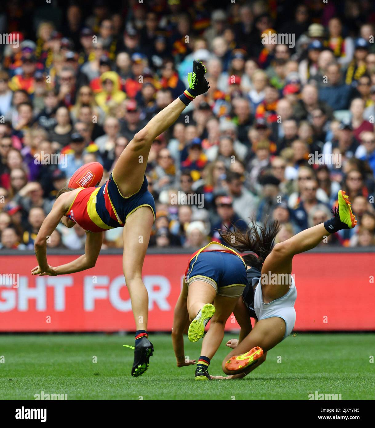 Chelsea Randall of the Adelaide Crows (L) during the AFLW Grand Final ...