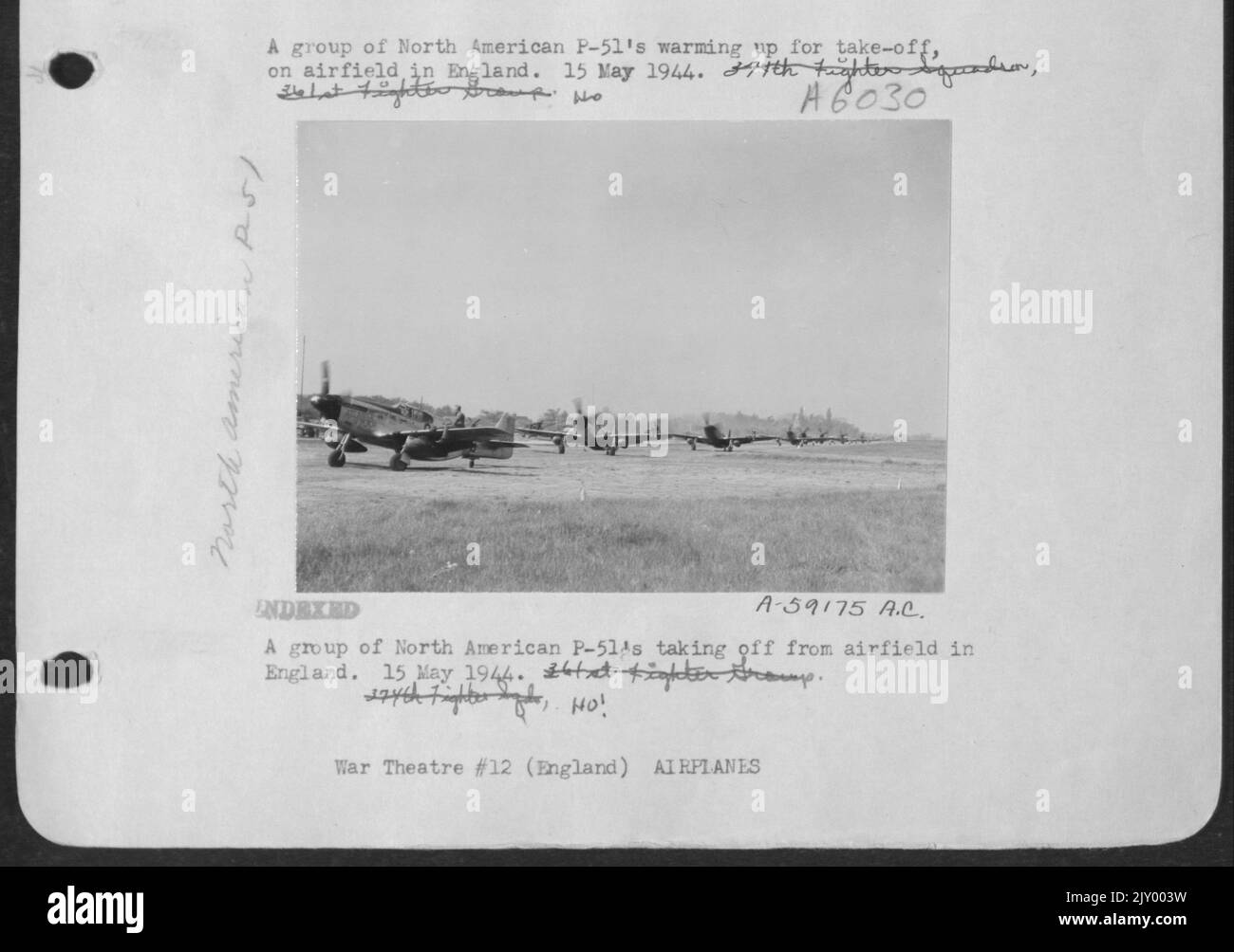 A Group Of North American P-51's Warming Up For Take-Off On Airfield In ...