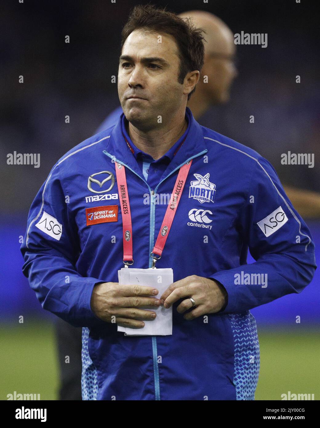 Kangaroos head coach Brad Scott is seen during the Round 2 AFL match ...