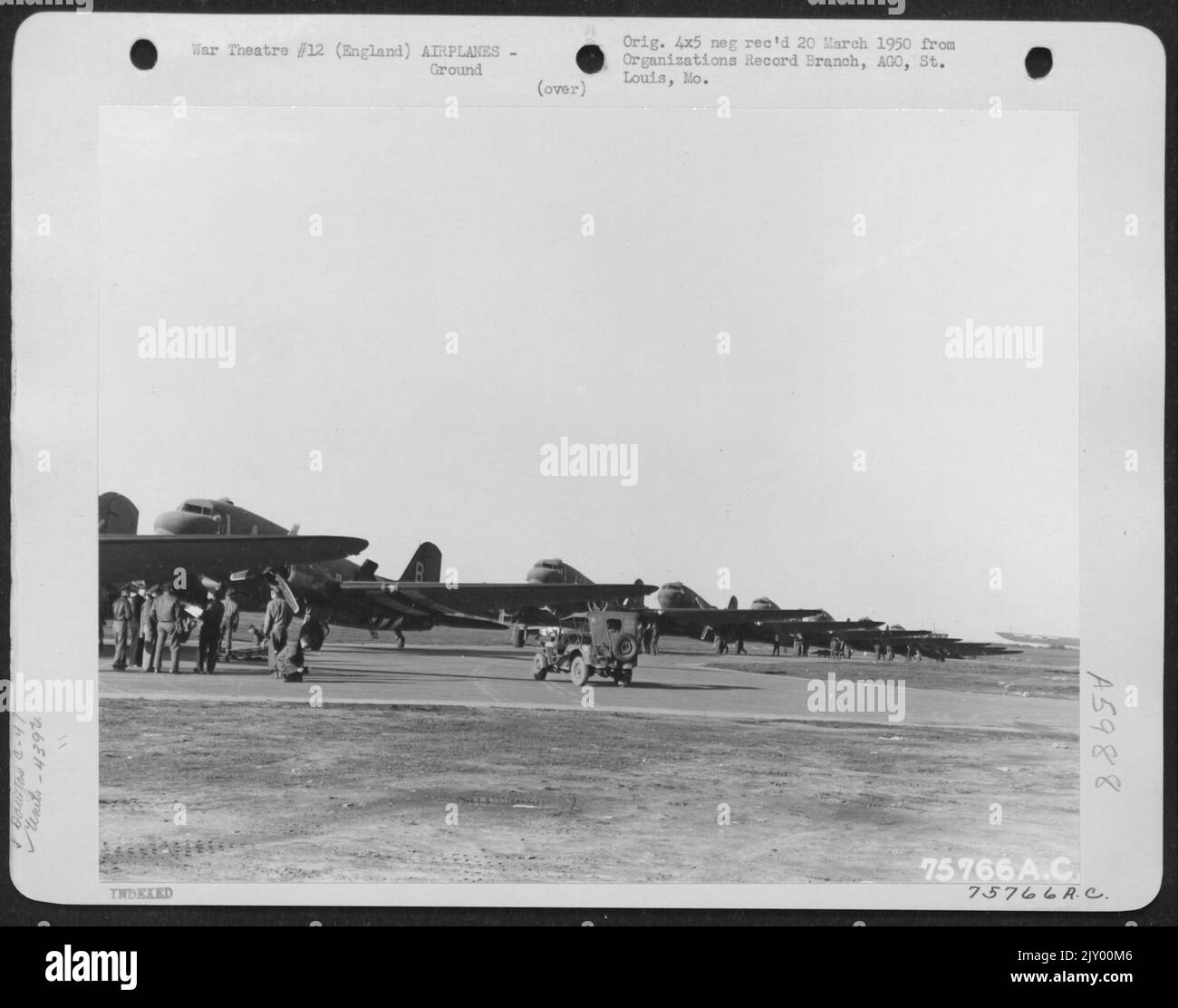 Line Up Of Douglas C-47's Of The 439Th Troop Carrier Group At An Air ...