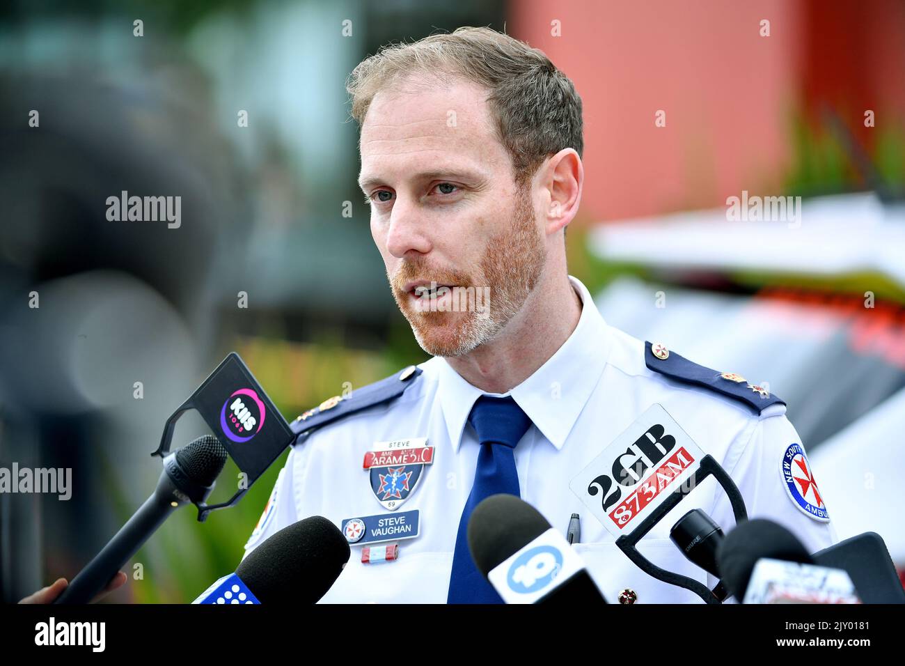 NSW Ambulance Acting Superintendent Steve Vaughan speaks to the media ...
