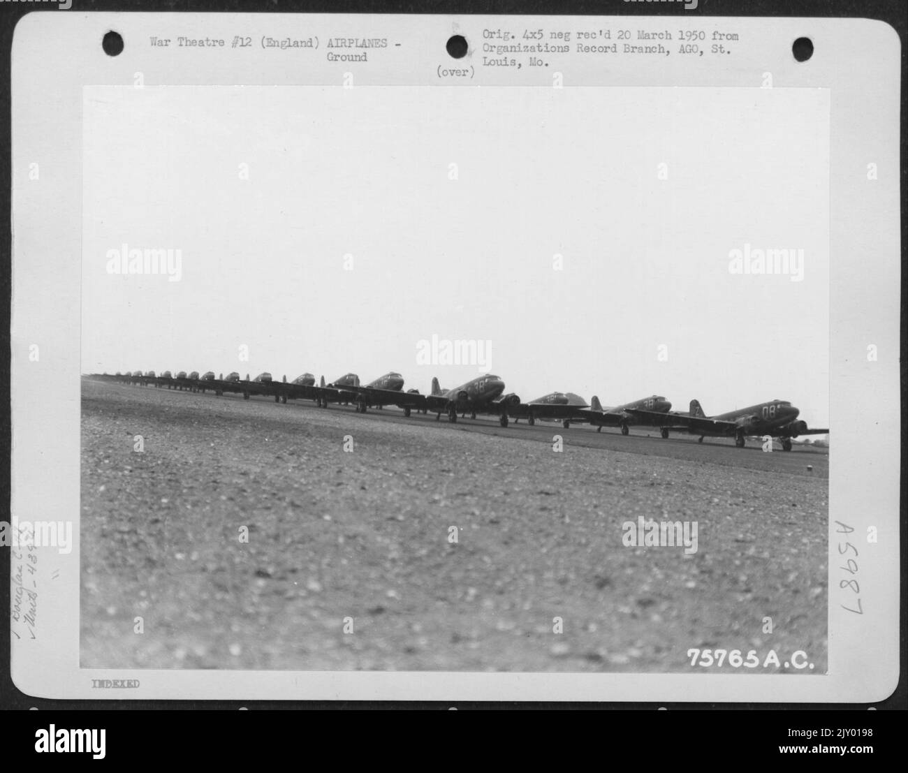 Douglas C-47's Of The 439Th Troop Carrier Group Lined Up Along The ...
