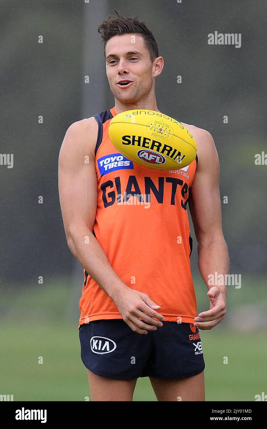GWS Giants player Josh Kelly takes part in a training session at ...