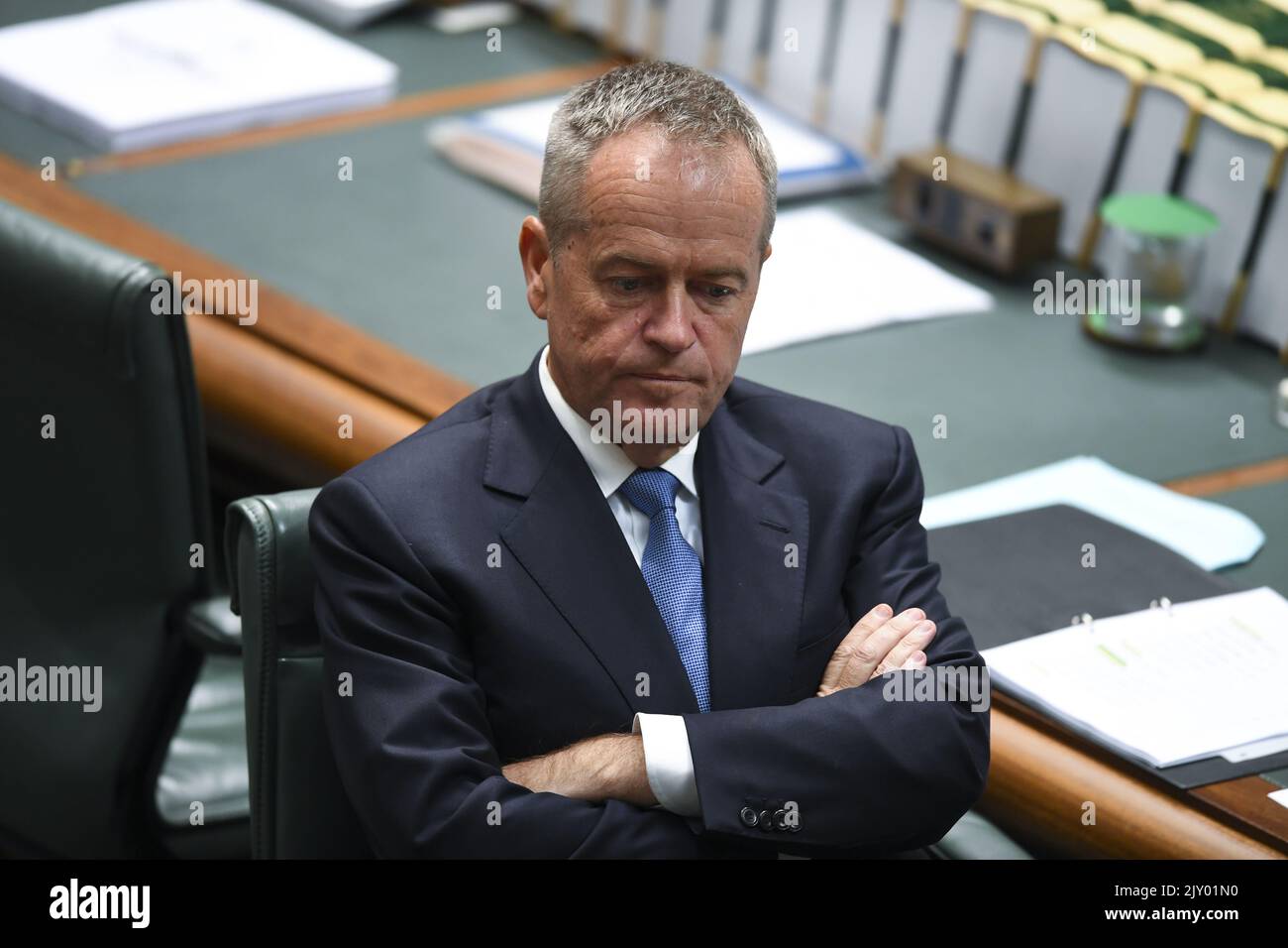 Australian Opposition Leader Bill Shorten reacts during House of ...