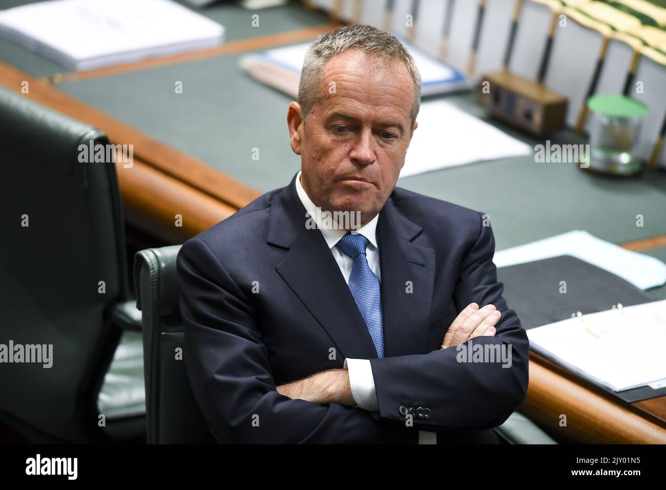 Australian Opposition Leader Bill Shorten reacts during House of ...