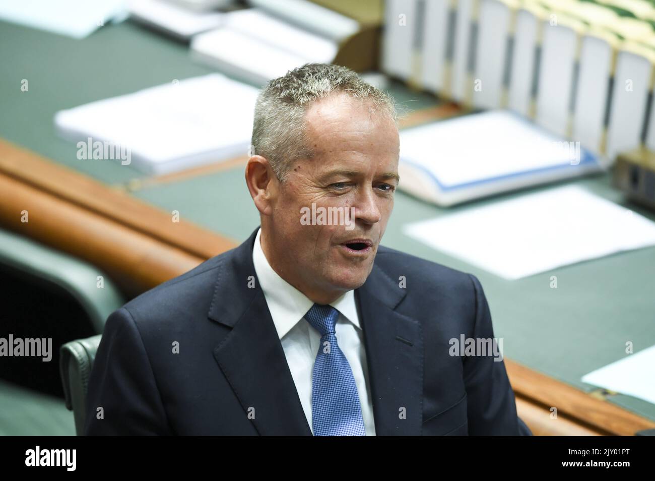 Australian Opposition Leader Bill Shorten reacts during House of ...