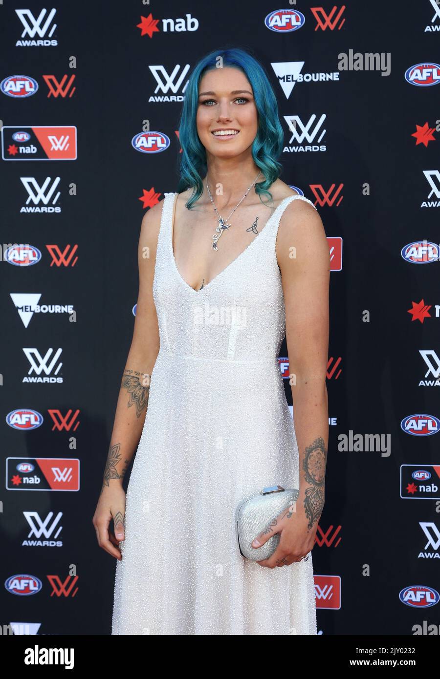 Tayla Harris of the Carlton Blues arrives on the red carpet during the ...