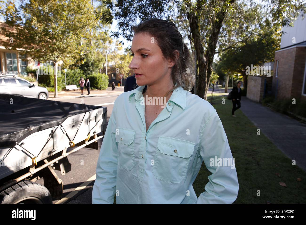 Harriet Wran departs the Wyong Court in Wyong, Wednesday, April 3, 2019. The daughter of former ...