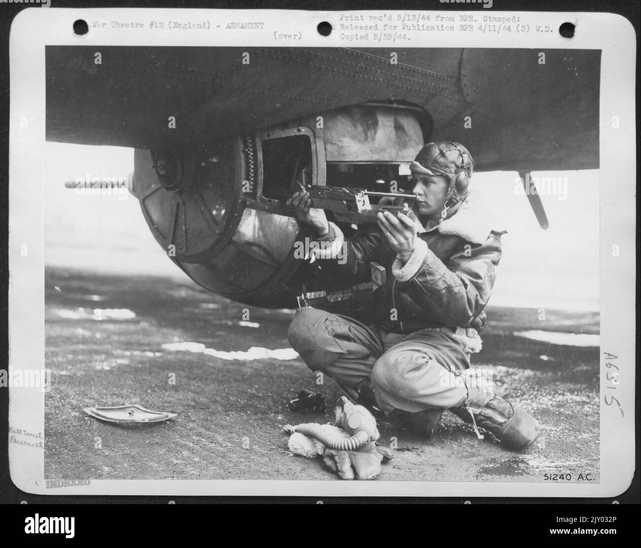 Ball turret gunner Black and White Stock Photos & Images - Alamy