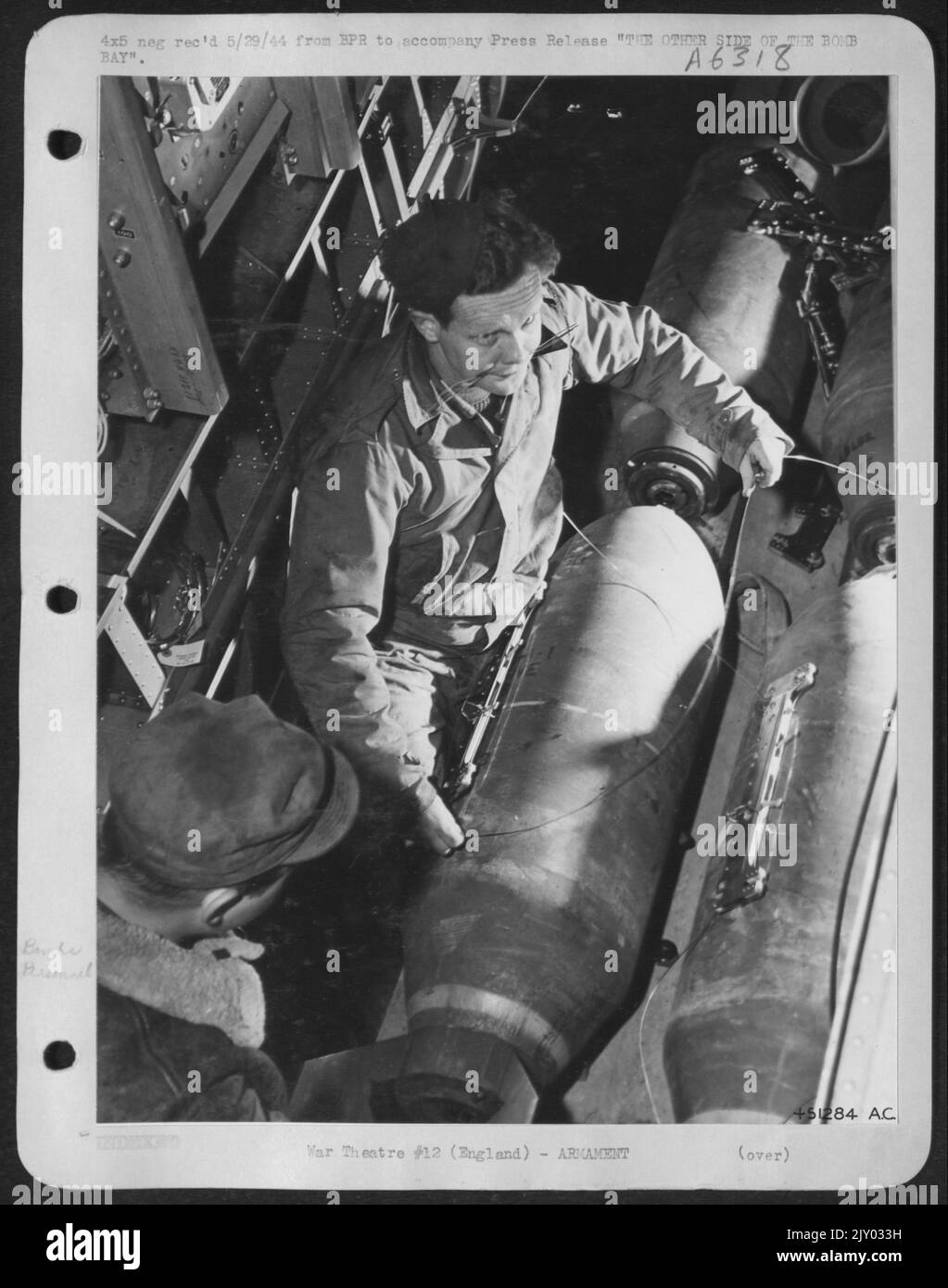 You are looking down from the radio room through the bomb bay of a U.S ...