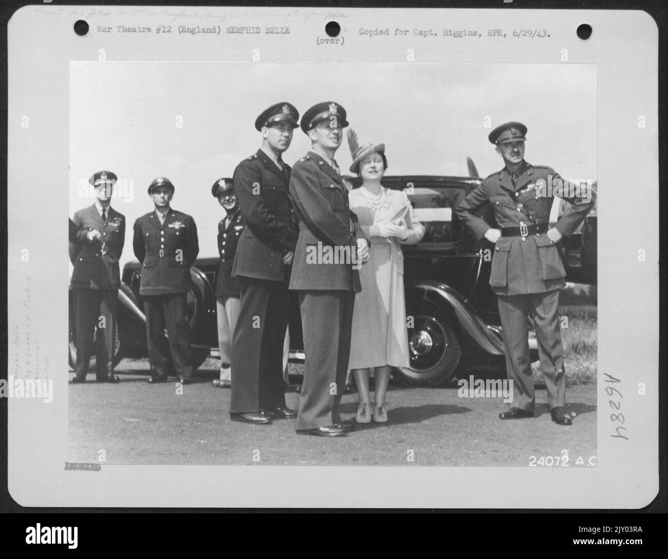 Queen Elizabeth of England at an English Air force base ofllowing an ...