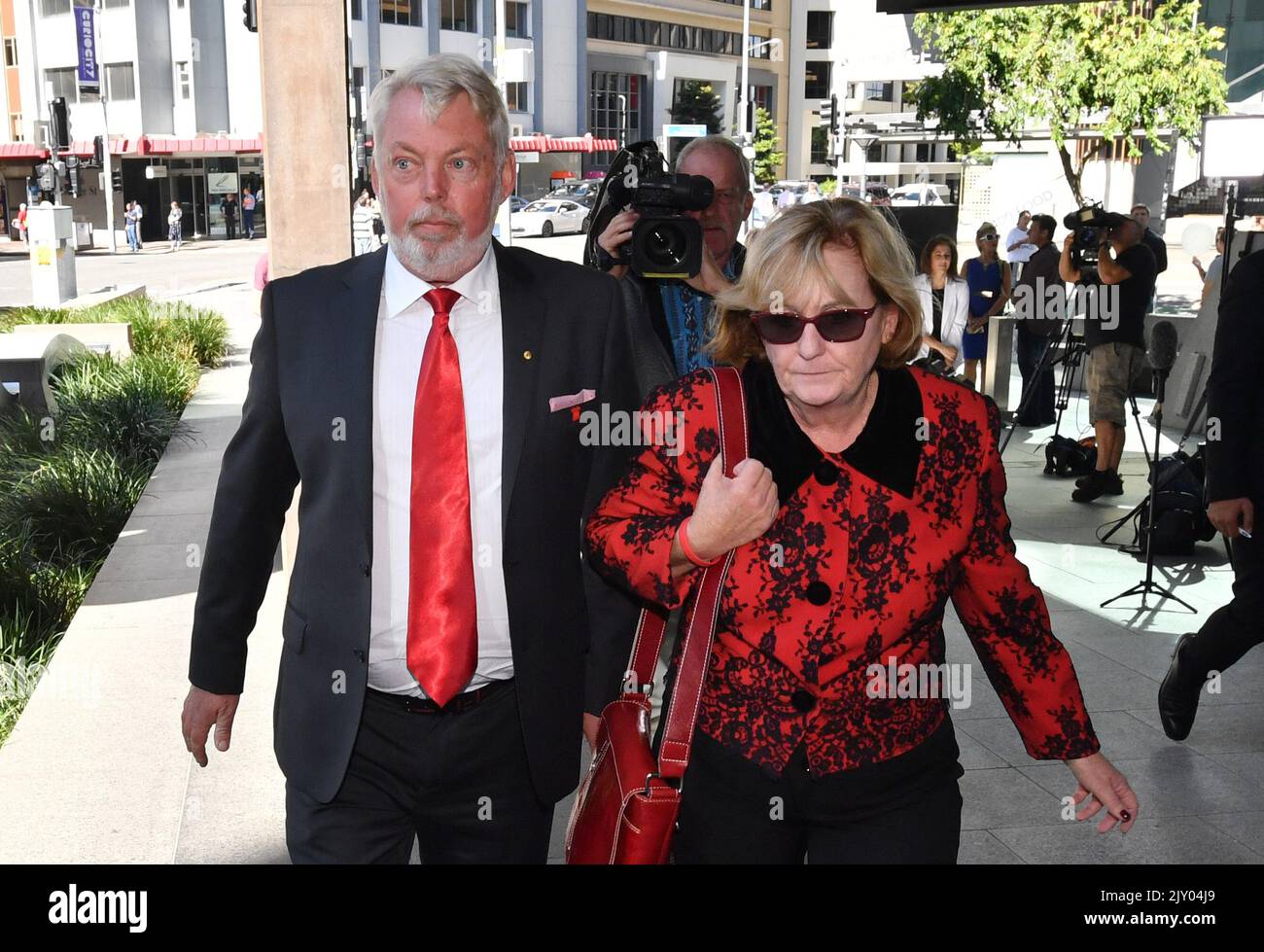 Bruce and Denise Morcombe are seen arriving at the Brisbane Coroners ...