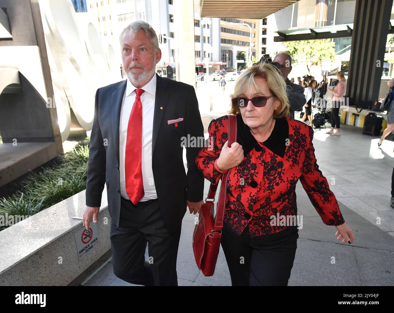 Bruce and Denise Morcombe are seen arriving at the Brisbane Coroners ...