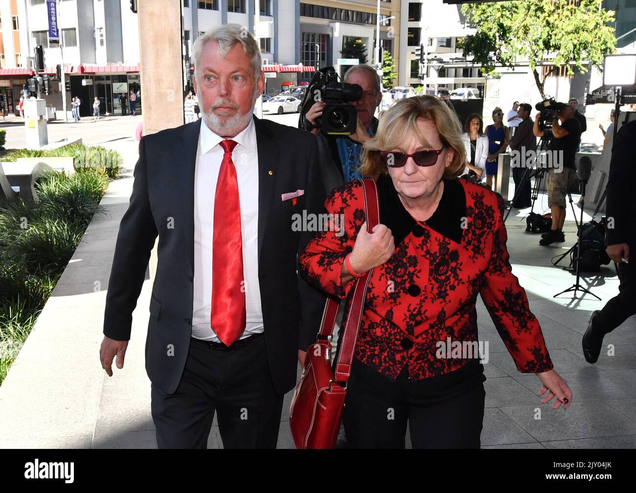 Bruce and Denise Morcombe are seen arriving at the Brisbane Coroners ...