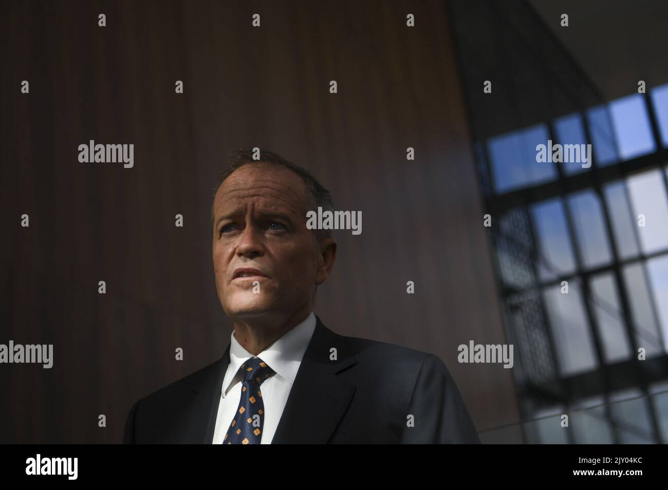Australian Opposition Leader Bill Shorten speaks to the media during a ...
