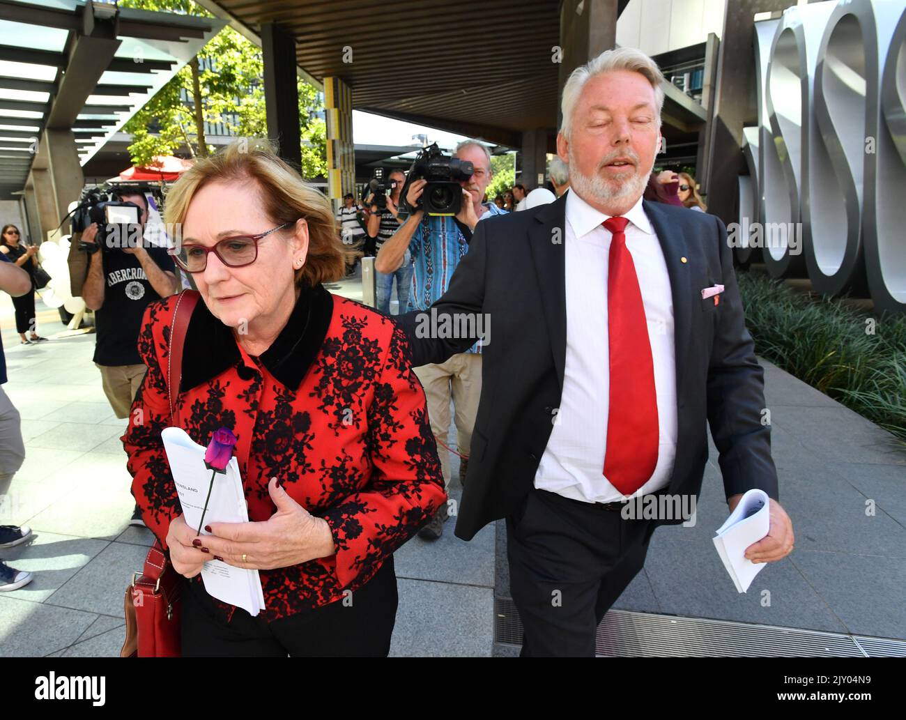Denise and Bruce Morcombe are seen leaving the Brisbane Coroners Court ...
