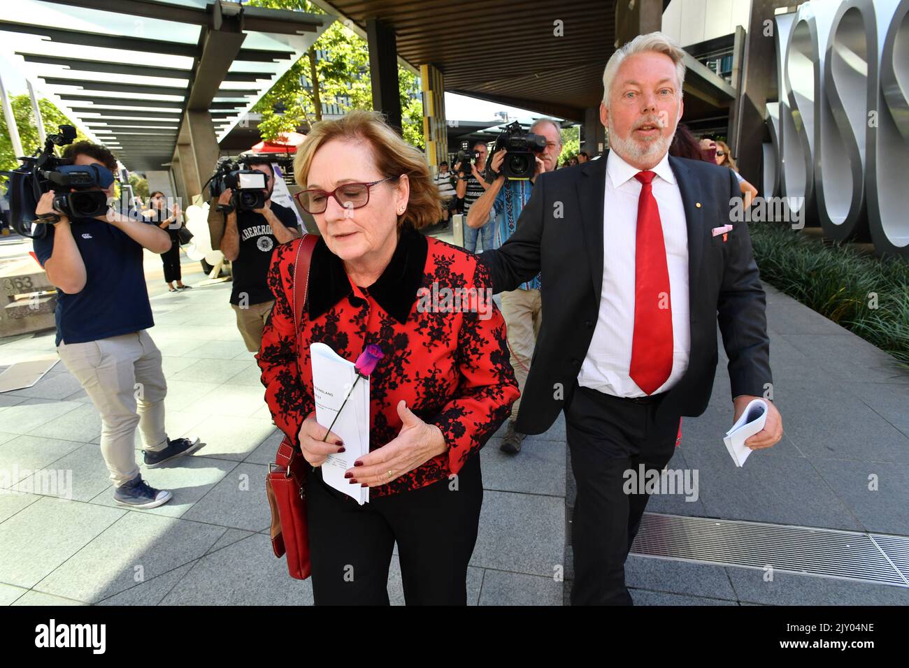 Denise and Bruce Morcombe are seen leaving the Brisbane Coroners Court ...