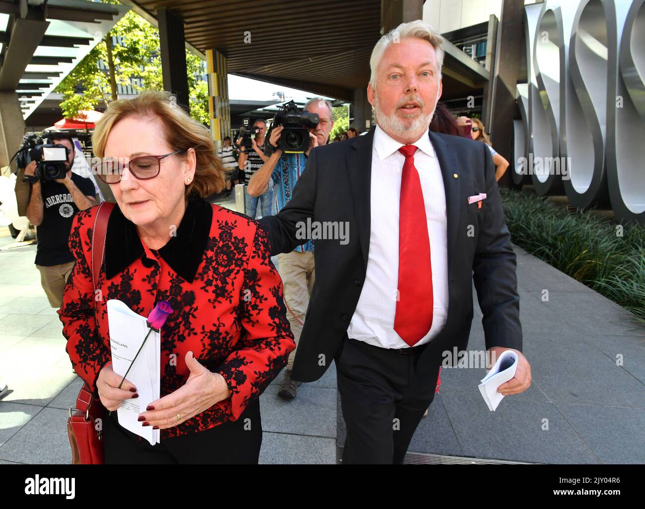 Denise and Bruce Morcombe are seen leaving the Brisbane Coroners Court ...