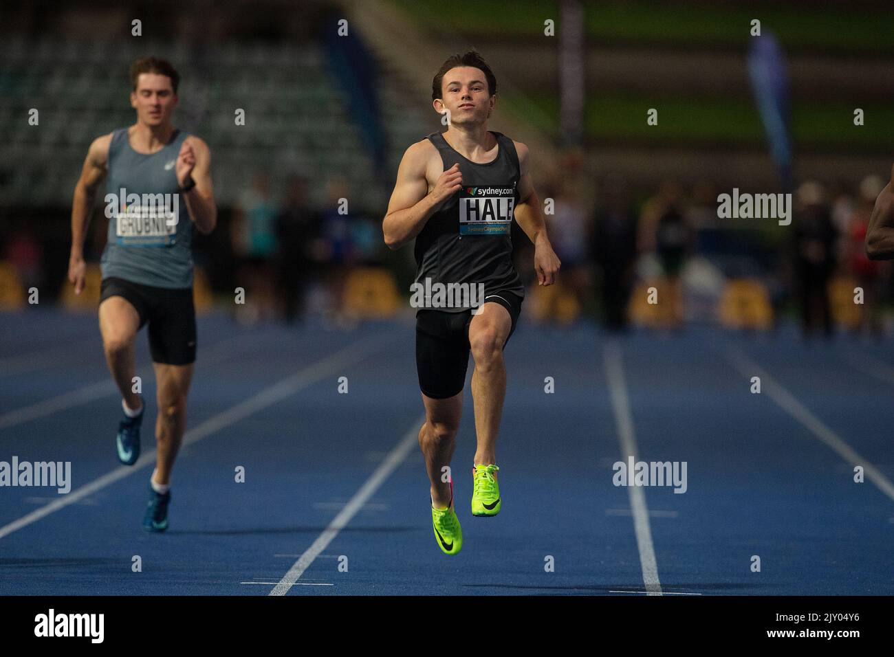 Jack Hale of Tasmania runs in his heat of the men's 100m during the ...
