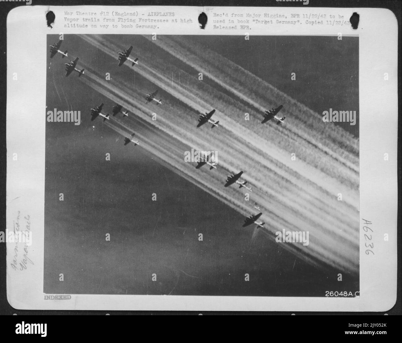 Vapor trails of b 17 flying fortresses hi-res stock photography and ...