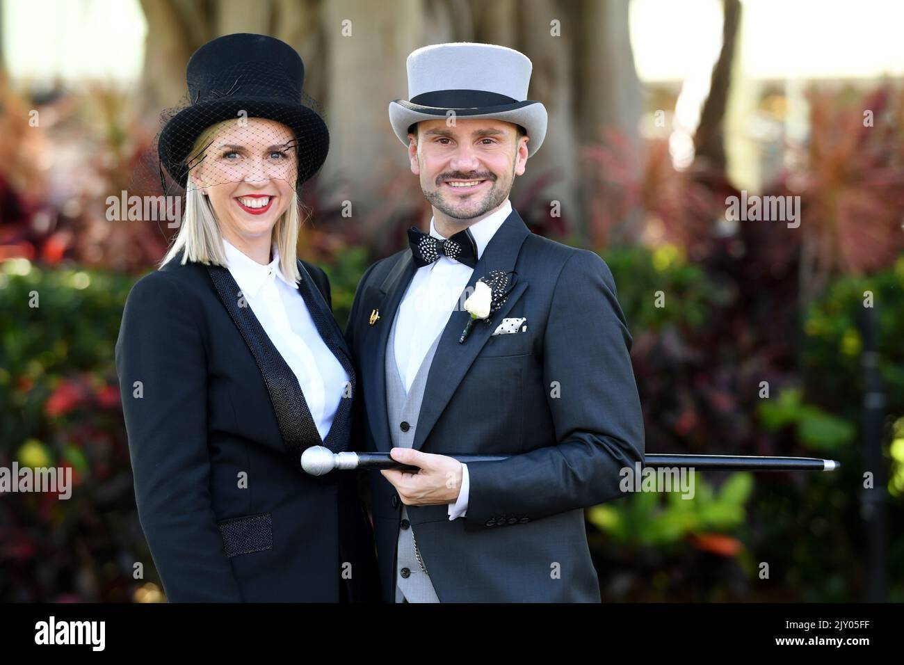 Stylist Kash O'Hara (left) and Neil Carpenter pose for a photo during ...