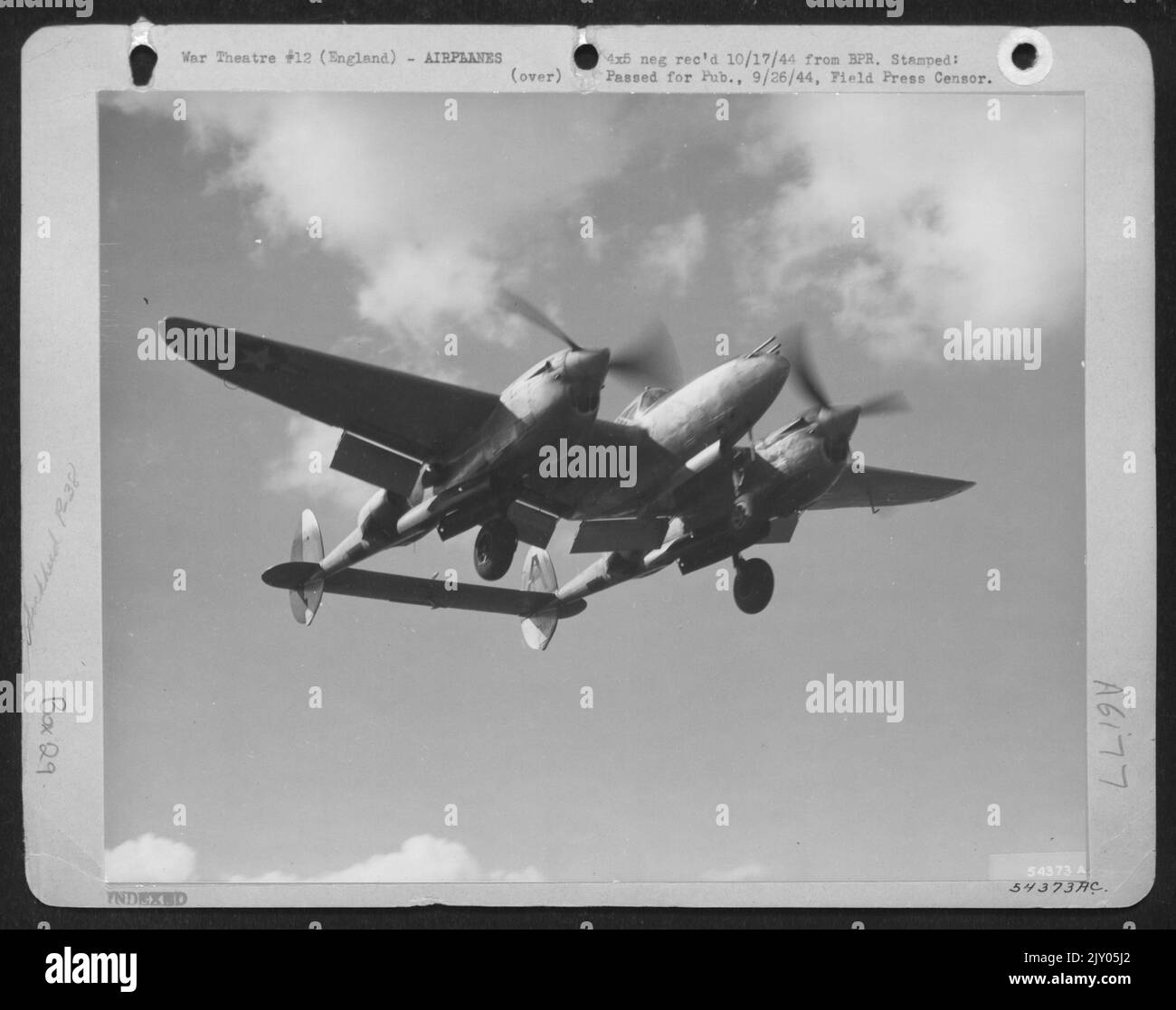 England-Coming in for a landing is one of the 8th AF Lockheed P-38 ...